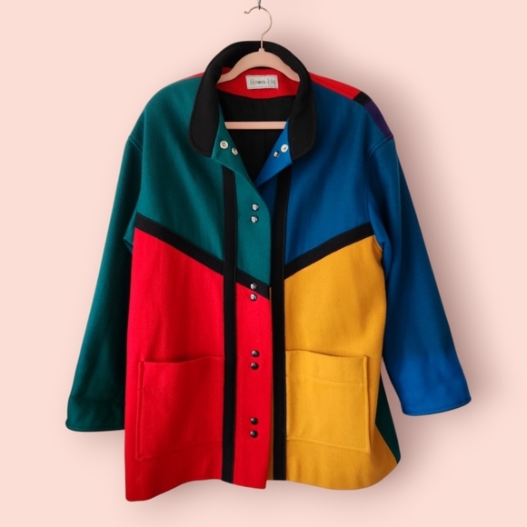 Vintage | Jackets & Coats | Herman Kay Vintage Colorblock Wool Coat ...